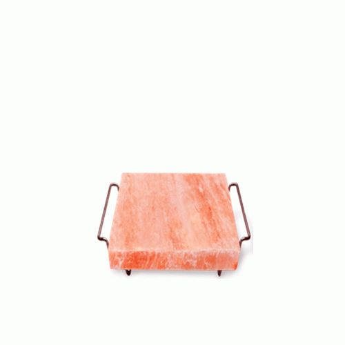 Himalayan Salt Slab With Stainless Steel Holder 12x8x2 inches - HR SALT